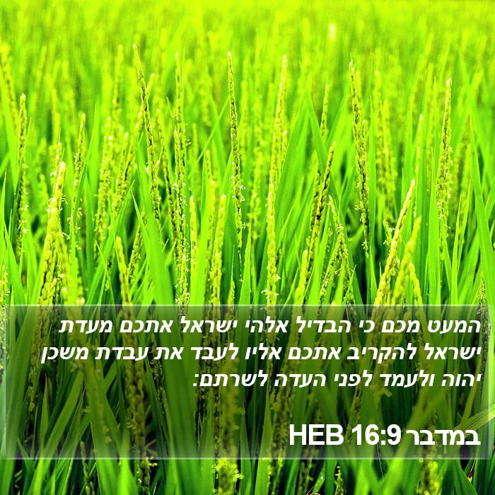 במדבר 16:9 HEB - המעט מכם כי הבדיל אלהי