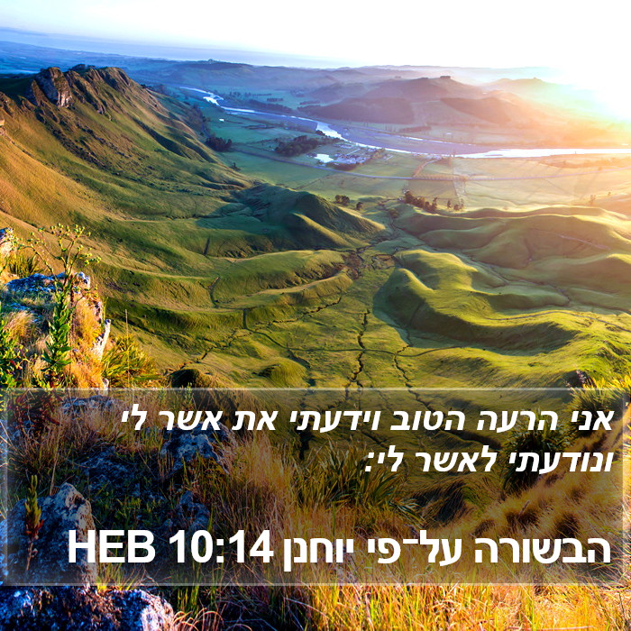הבשורה על־פי יוחנן 10:14 HEB - אני הרעה הטוב וידעתי את אשר